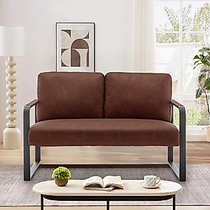 HAOBO Home Loveseat Couch Bench Settee for Living Room, Upholstered Small Sofa Couch PU Leather Banquette Lounge Bench for Dining Room Bedroom Funiture