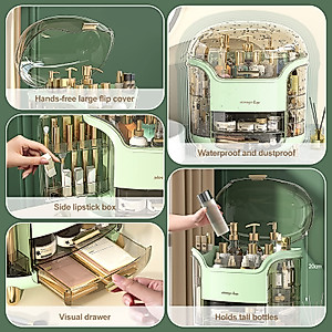 Ergocar Portable Light Luxury Series Multi-Function Make Up Case Dustproof Cosmetic Storage, Skin Care Products Jewelry Organizer Lipstick Box - White