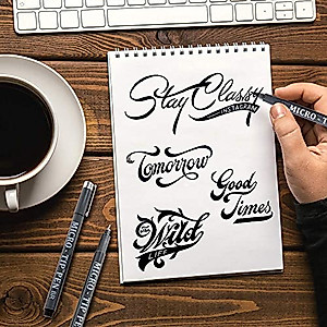 Tebik Hand Lettering Pens, 15 Pack Calligraphy Brush Pen Markers Black Ink for Beginners Writing, Lettering, Journaling, Art Drawing, Signature, Illustrations and Office School Supplies