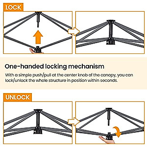 Yaheetech 10 x 17ft Pop Up Canopy with Awnings, Outdoor Canopy Tent, Heavy Duty Instant Beach Sun Shelter with Adjustable Dual Half Awnings & Wheeled Carry Bag, 4 Sandbags, One-Handed Set Up, Blue