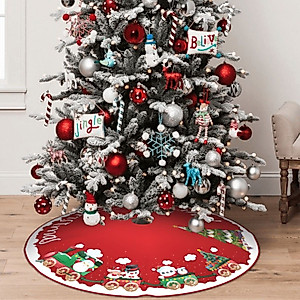 48 Inch Christmas Tree Skirt, Truck Xmas Tree Mat for Christmas Party Home Decor, Merry Christmas Tree Skirts for Christmas Tree Holiday Decorations…