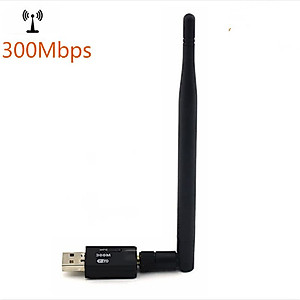 LKJYBG 300mbps 5dbi USB WiFi Adapter Mini Dongle External Wireless LAN Network Card Compatible for Win 7 8 10 Pc Computer Black