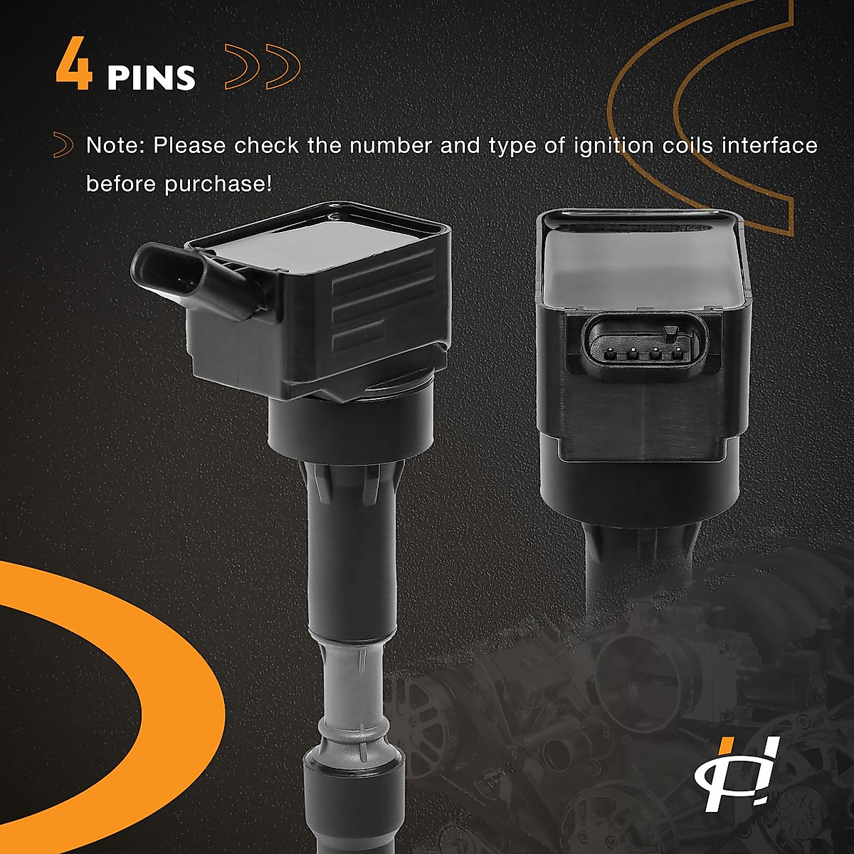 Ignition Coil Pack Set of 4Pcs Compatible with Hyundai Elantra Sonata Kona Kia Forte Optima 2.0L & More Replaces# 27300-2E601, UF816