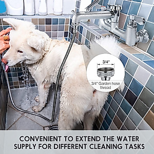 Mop Sink Faucet Service Sink Faucet with Vacuum Breaker, Pail Hook & Garden Hose Thread, 8" Adjustable Center