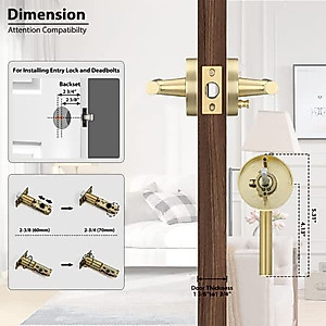Haidms 6 Packs Gold Heavy Duty Door Handle Interior,Privacy Door Lever Handle, Bathroom Door Handles Interior, Modern Bedroom Door Handle