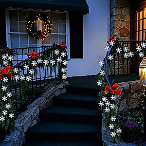 Ohwewant 30Ft 50LED Solar Christmas Lights Outdoor Waterproof, 8 Modes Solar Snowflake Lights Outdoor for Outdoor Christmas Decoration Wreath Garland Garden Yard Patio