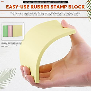 Rustark 12Pcs Rubber Stamp Making Kit with Stamp Block, Rubber Brayer Roller,Rubber and Wood Carving Cutting Tool, Block Printing Starter Tool Kit for Inking Blocks Carving and Printmaking