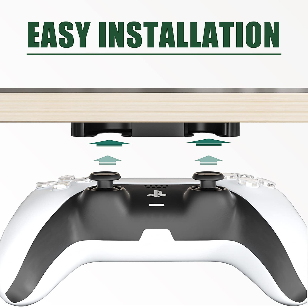 RUKUHOT 2 Pcs Controller Desk Mount Fit for PlayStation 5/PlayStation 4 Controller, PS5 Controller Holder Storage Rack, No Drilling Stick Under Desk Stand Hanger for PS4 Gaming Controllers