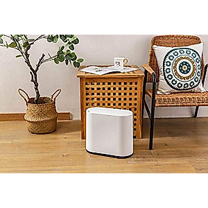 KLGO 10 Liter Slim Plastic Trash Can with Lid,2.4 Gallon Double Barrel Waste Basket,Rectangular Garbage Container Bin for Bathroom,Bedroom,Kitchen and Office,White