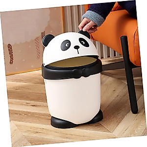 FUNOMOCYA 's Room Small Dinosaur Trash Can Mini Trashcan Desk Garbage Can Car Trash Can with Lid Bedroom Trash Can Waste Container Waste Paper Basket Plastic Cartoon Waste Bin Panda
