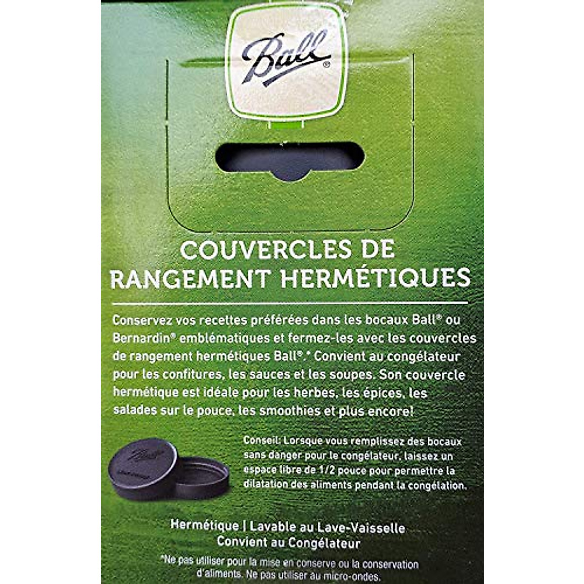 Ball Regular Mouth Black Plastic Leak - Proof Lids for Canning Jars - 6 / Pack