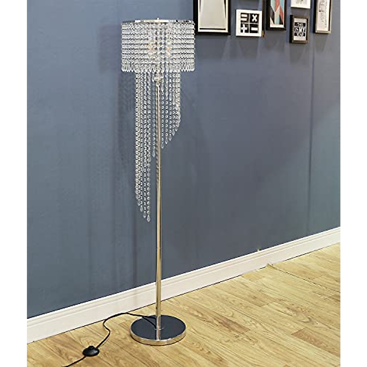 beaysyty Modern Style Crystals Floor Lamp Chrome Finish and Plentiful Crystals for Reading Corner Lamp for Office Cafe,Den,Living Room Bedroom - 3 Lights