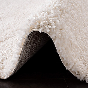 SAFAVIEH Fontana Shag Collection 6'7" x 9' Ivory FNT800A Solid Non-Shedding Living Room Bedroom Dining Room Entryway Plush 2-inch Thick Area Rug