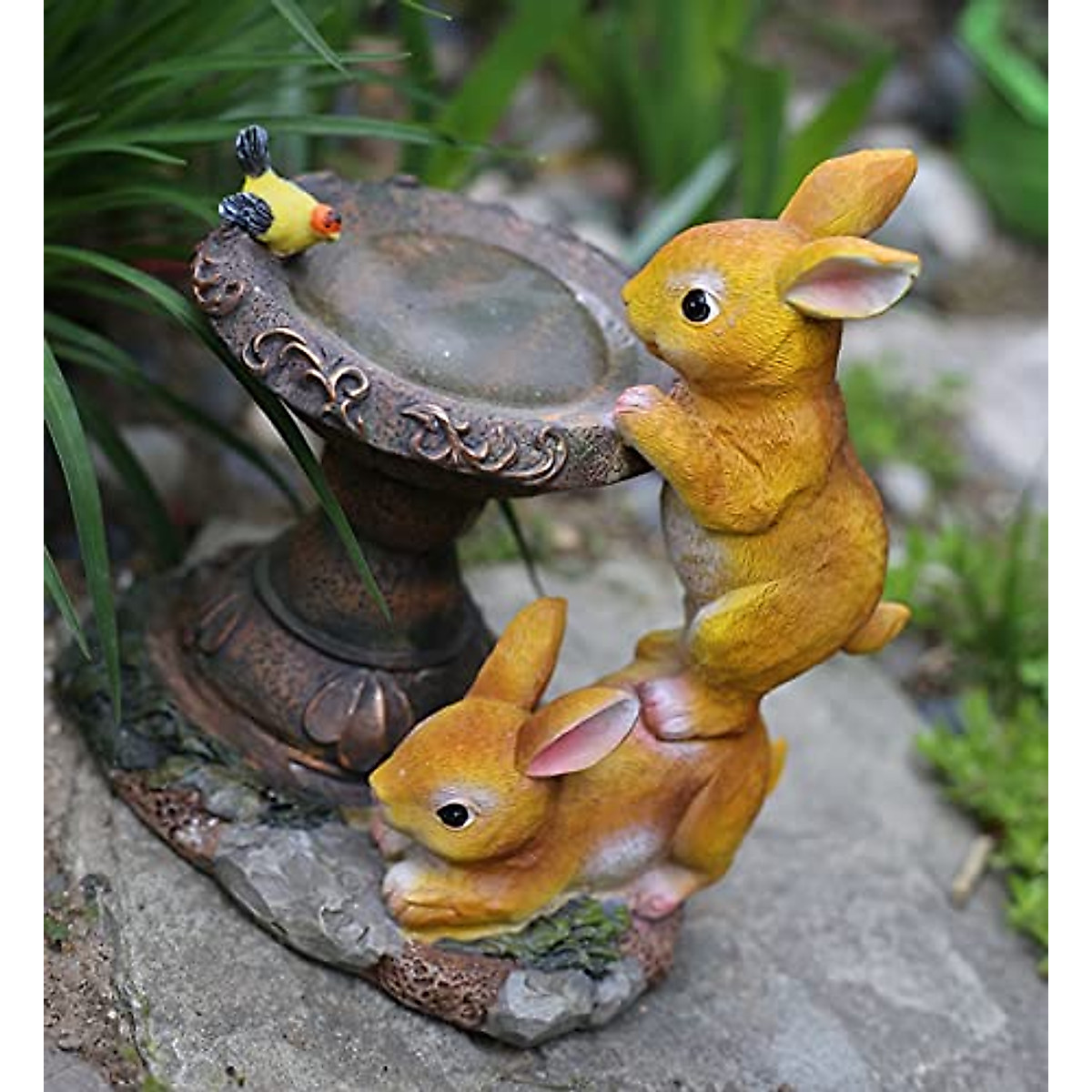 SDBRKYH Rabbit Model Decoration, Animal Solar Light Creative Garden Outdoor Night Light Resin Painted Craft Garden Landscaping Home Decoration