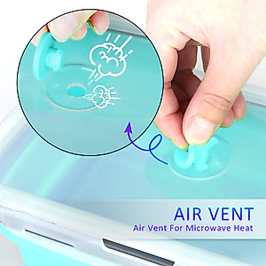 CREPOW Silicone Collapsible Food Storage Containers Set of 4 Silicone Lunch box Containers for Kitchen, BPA Free, Microwave, Dishwasher and Freezer Safe (Blue)