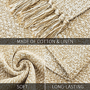 MitoVilla Boho Bathroom Small Rug 2'x3', Tan Cream Cotton Woven Throw Rugs for Living Room, Modern Farmhouse Washable Kitchen Rugs, Area Rugs Floor Mat with Tassel for Entryway, Hallways