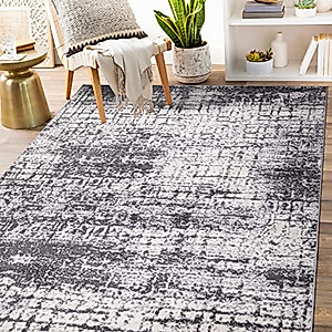 Rugshop Distressed Abstract Modern Area Rug 5' x 7' Gray
