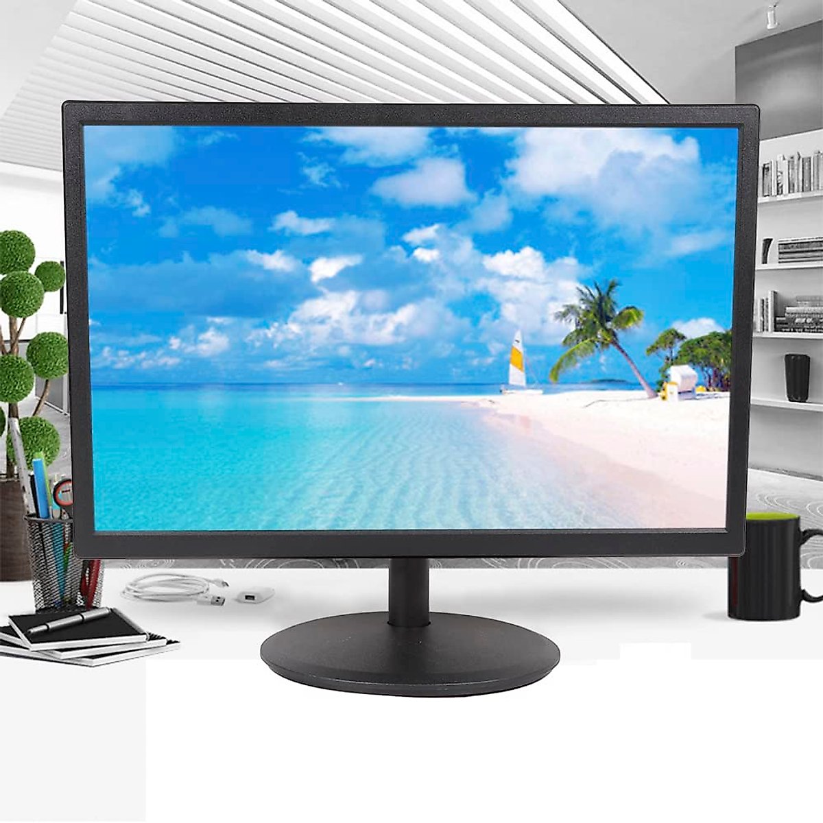 KIOPOWQ 19" LED Monitor 1440×900 Resolution with RGB, VGA, HDMI, USB Interface, Cash Register POS System for Small Business, Desktop Monitor for POS, PC, Client, Retail, Bar