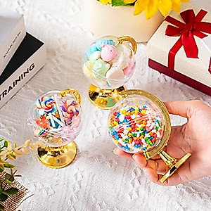 40 Pack Mini Gold Globe Clear Candy Boxes Earth Shaped Party Favor Containers Candy Plastic Gift Box Fillable Ornaments Crafts Decorations Small Candy Packing Box for Wedding Birthday Earth Day