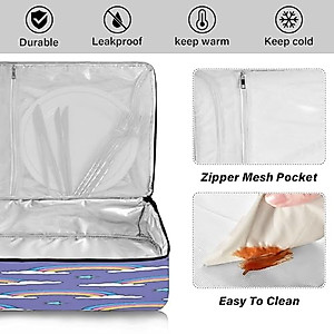Kcldeci Insulated Thermal Food Carrier Insulated Casserole Carrier for Hot or Cold Food,Rainbow and Clouds Cartoon Insulated Tote Bag for Potluck Cookouts Parties Picnic,Lasagna Lugger