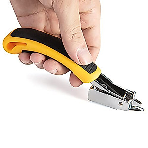 GEARLINTON Staple Remover Heavy Duty for Upholstery Staple Puller Lifter with Ergonomic Handle for Removing Nails in Furniture Carpet Floor Carton, Yellow