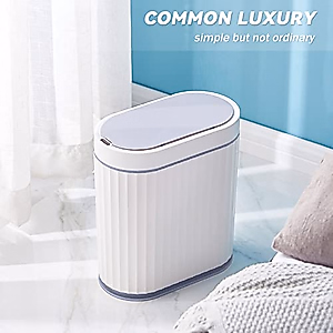 ELPHECO Bathroom Motion Sensor Trash can 8 Litre Automatic Garbage Can, 2 Gallon Slim Plastic Smart Trash Can with Lid, Waterproof Intelligent Trash Bin for Bedroom, Bathroom, Kitchen, Office