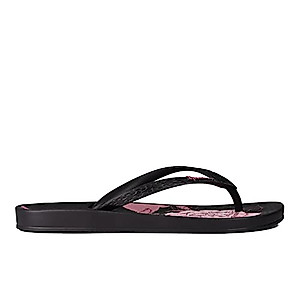 Ipanema Women's Ana Temas XIII Flip Flops - Comfortable & Stylish Summer Sandal with Flower Prints, Anatomic Footbed & Non-Slip Sole, Black/Pink, 10