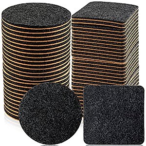 24 Pieces Felt and Cork Coasters for Drinks 4 Inch Two Sided Absorbent Felt Coasters Square and Round Drink Coasters Black for Cup Beer Glass Table Desk Furniture Protection Anti Slip