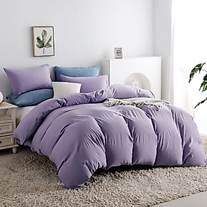 OAITE Purple Duvet Cover Queen Size, Microfiber Duvet Cover with Zipper, Duvet Cover Set with 2 Pillow Shams, Soft Comforter Cover Queen Size, 90 x 90