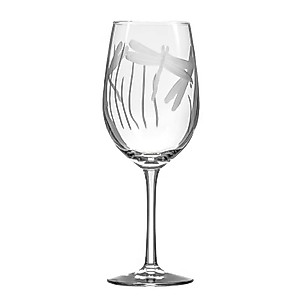Rolf Glass - Dragonfly White Wine Glass 12 ounce - Stemmed Wine Glasses Set of 4 - Lead-Free Crystal Glass - Engraved White Wine Glasses - Designed and Engraved in the US