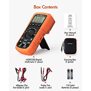 Crenova MS8233D Digital Multimeter 6000 Count Auto-Ranging DC AC Voltmeter Ohm Volt Amp Tester for Voltage Current Resistance Capacitance Continuity Diode Duty-Cycle Frequency NCV Live Wire Test