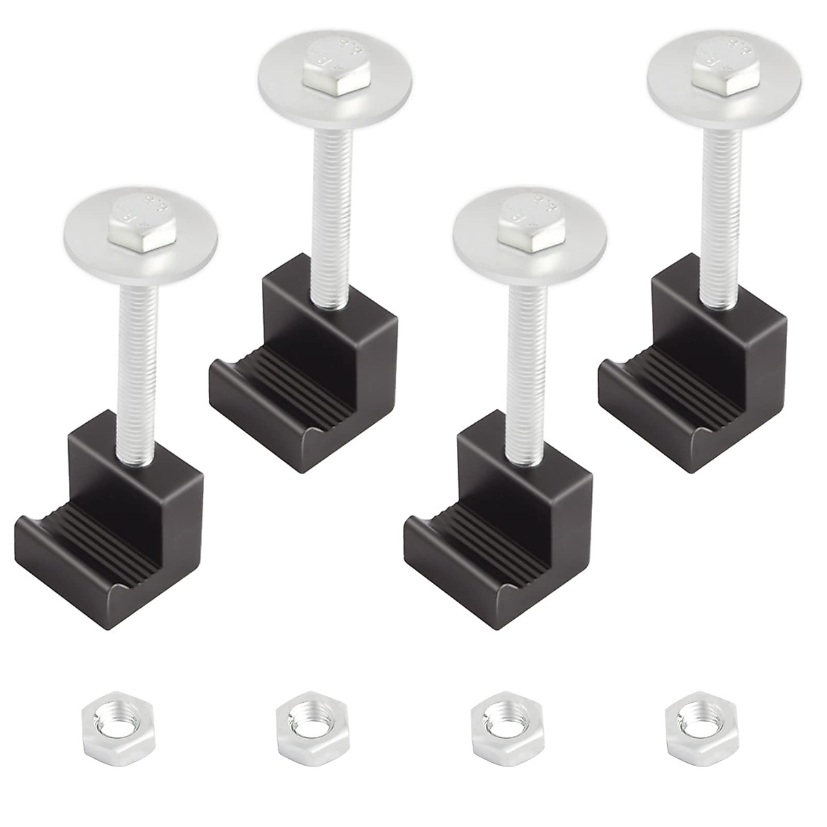 Upgraded Truck Tool Box Mounting Kit Comes With Fastening Nuts - Aluminum Pickup Truck Bed Toolbox Mounting Kit - Universal Black Truck Tool Box Tie Downs Accessories - J-Hooks Crossover Fixed Kit