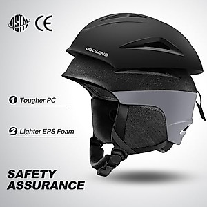 Odoland Ski Helmet with Ski Goggles, Multi-Options Snowboard Helmet and Goggles Set for Men Women and Youth, Black & Grey, L