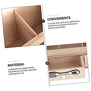 HANABASS Box Coffee Storage Box Flatware Storage Box Desktop Decor Woodsy Decor Utensil Rack Kitchen Gadgets Organizer Utensil Drying Rack Coffee Case Cutlery Box Wood Storage Box Supplies