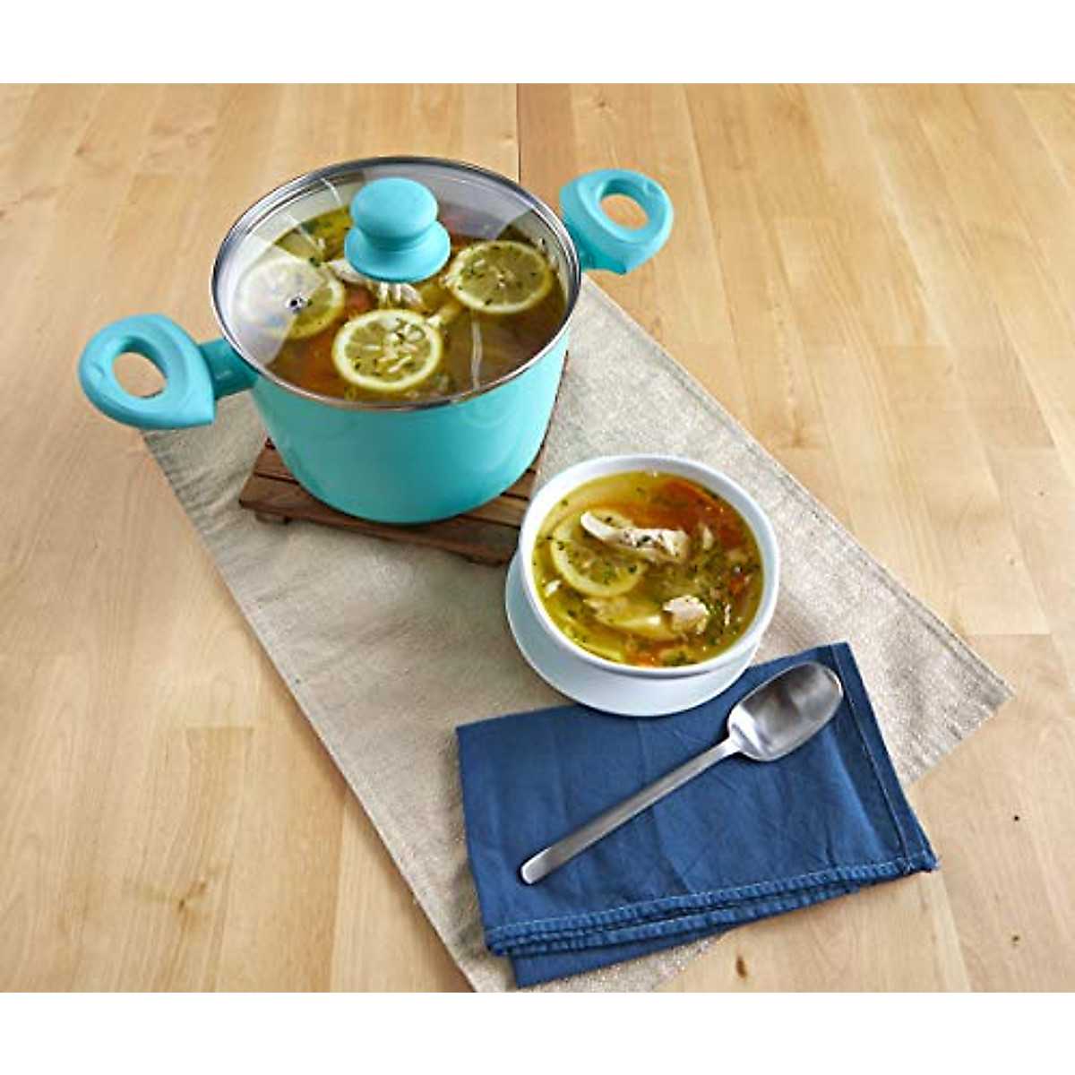 IMUSA USA IMU-30055 Stock Pot, 6.5Qt, Teal