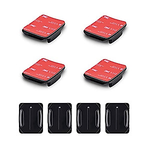 Haoyou Adhesive Helmet Mount with 3M Adhesive Pad Compatible with GoPro Hero 11, 10, 9, 8, 7, 6, 5, 4, 3+, 3, Max, Session, AKASO,SJ4000(4X Curved,2X Flat Mount seat)