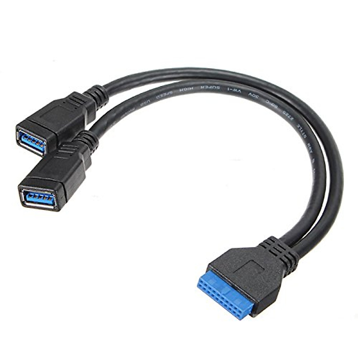 chenyang USB 3.0 Front Panel Header 19/20Pin 1 Male to 2 USB 3.0 Female Y Splitter Mainboard Header Port Extension Cable Adapter 20CM