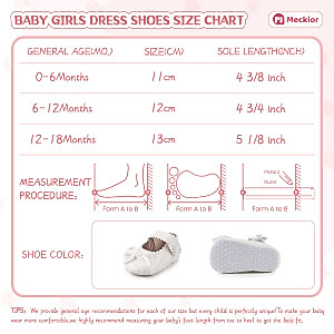 Meckior Infant Baby Girls Soft Sole Bowknot Princess Wedding Dress Mary Jane Flats Prewalker Newborn Light Baby Sneaker Shoes