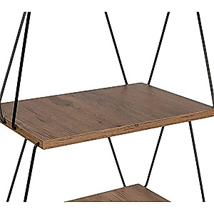 The Urban Port Tup 30-Inch Modern Rectangular 3-Tier Etagere Wood Storage Rack, Metal Frame and Legs, Natural Brown