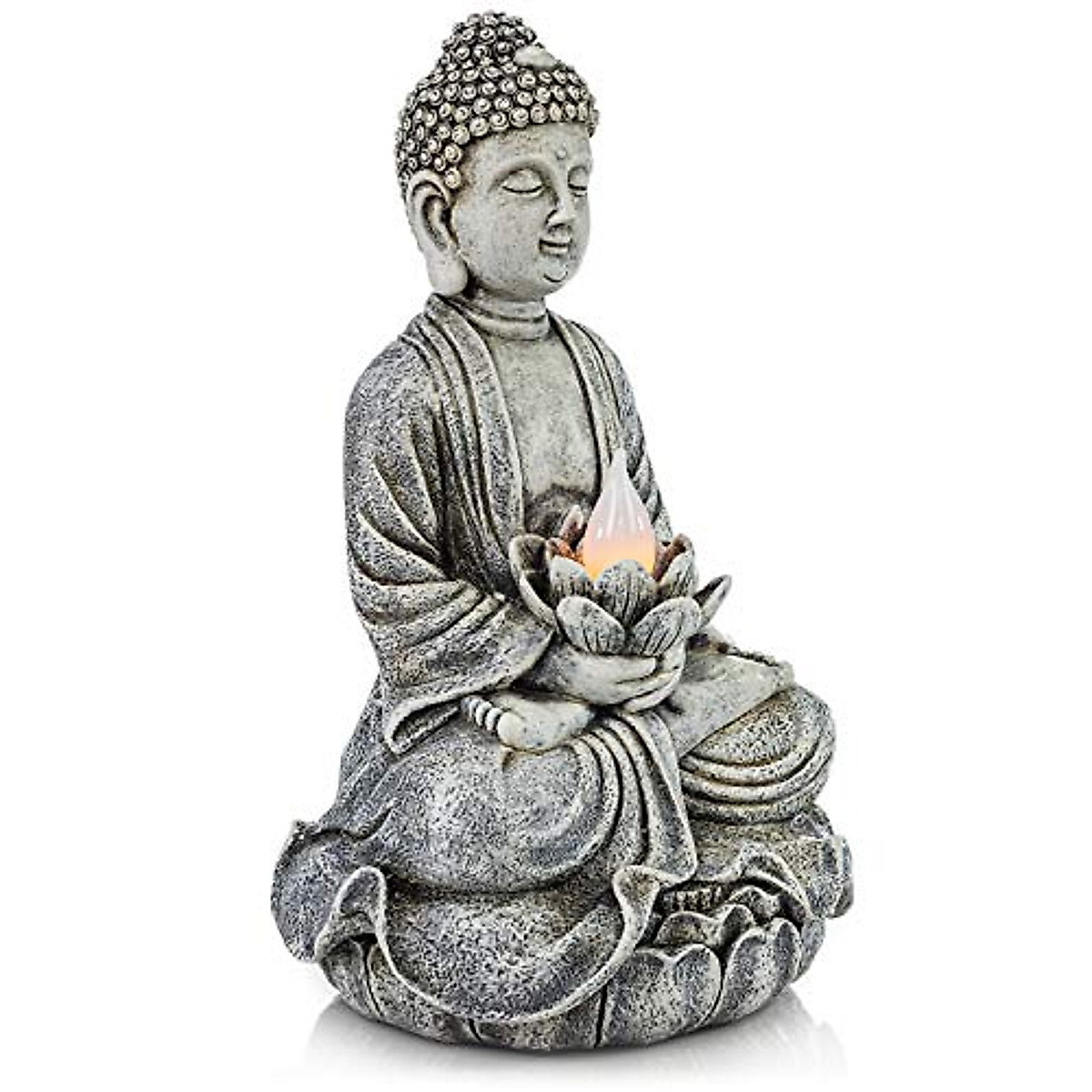 VP Home Zen and Tranquil Buddha Solar Powered Flickering LED Outdoor Decor Garden Light