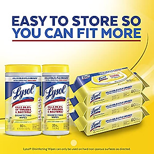 Lysol Disinfectant Handi-Pack Wipes, Multi-Surface Antibacterial Cleaning Wipes, for Disinfecting and Cleaning, Lemon and Lime Blossom, 480 Count (Pack of 6)