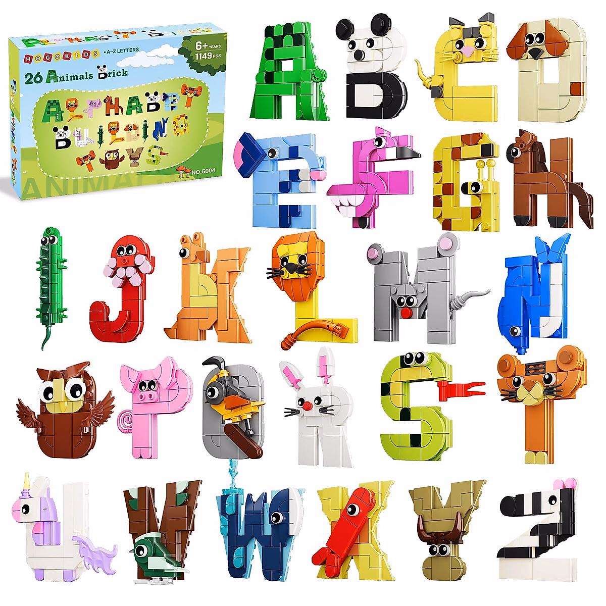 HOGOKIDS 26 Packs Party Favors for Kids - Animal Alphabet Building Set for Valentines Day | ABC Letters for Classroom Prizes Goodie Bag Fillers Stocking Stuffers Birthday Gifts for Boys Girls