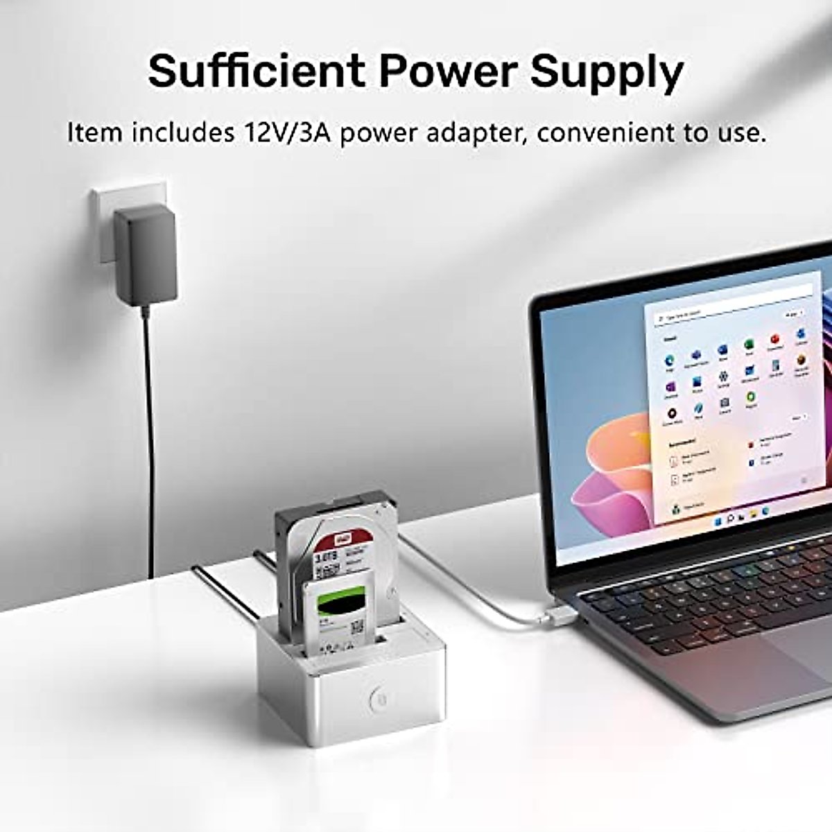 Unitek Aluminum USB 3.0 to SATA Dual Bay External Hard Drive Docking Station with UASP for 2.5 / 3.5-inch HDD SSD, Hard Drive Duplicator/Offline Clone Function (2 x 18TB Support)-Silver