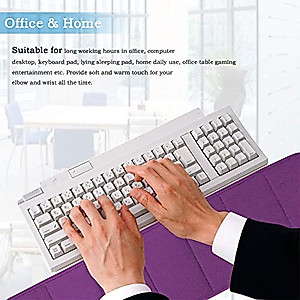 Computer Wrist Elbow Pad, Creatiee Premium Memory Cotton Desktop Keyboard Arm Rest Support Mat for Office Desktop Working Gaming - Less Elbow Pain(Long-Sized, 7.9 x 31.5 inch)(Purple)