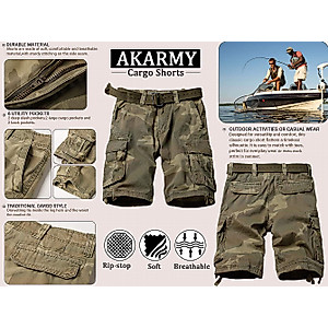 AKARMY Men's Camo Cargo Shorts Outdoor Multi-Pocket Cotton Casual Shorts with No Belt 8062 C34 Retro Camo Thin 38