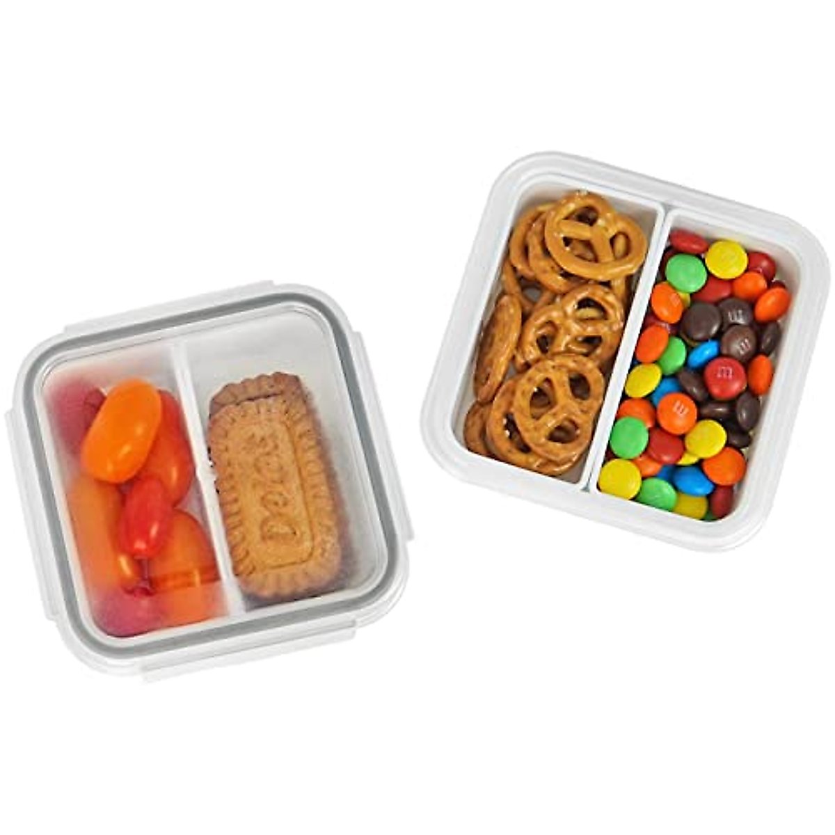 carrotez 2 Compartment Snack Containers, Portion Control Container, Small Food Storage Containers, Small Snack containers with Airtight lids, BPA Free, Stackable, Reusable, 2 PACK