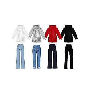 Bencailor 8 Pieces Doll Clothes 11.5 Inch Girl Doll Accessories Cotton Denim Pant Regular Outfit Energetic Doll Clothing Set (Stylish Style)