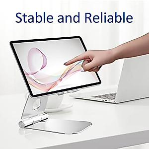 Tablet Stand, Portable Monitor Stand, Adjustable & Foldable Aluminium Kindle Stand Holder, Compatible with 2023 iPad Air 5/4, iPad Mini 6/5, iPad 10.2, iPad Pro 12.9/11, Phones (4-13 inch),Silver