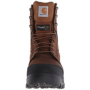 Carhartt mens 8" Rugged Flex Insulated Waterproof Breathable Safety Toe Leather Work Boot Cmf8389 Construction Shoe, Brown, 10.5 US