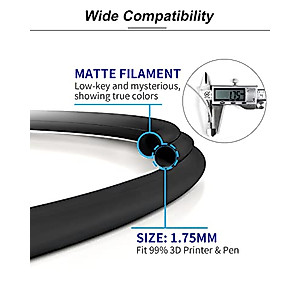 Geeetech Matte PLA Filament 1.75mm,3D Printer Consumables,Printing Materials Dimensional Accuracy +/- 0.03 mm,1kg Spool (2.2lbs),Fit Most FDM Printer,Matte Black
